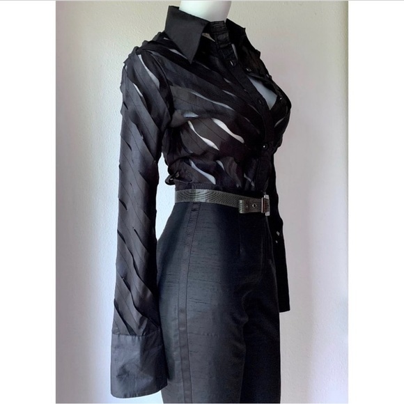 Zba | Tops | Zba Deconsteucted Dressy Button Down Shirt Size Small ...